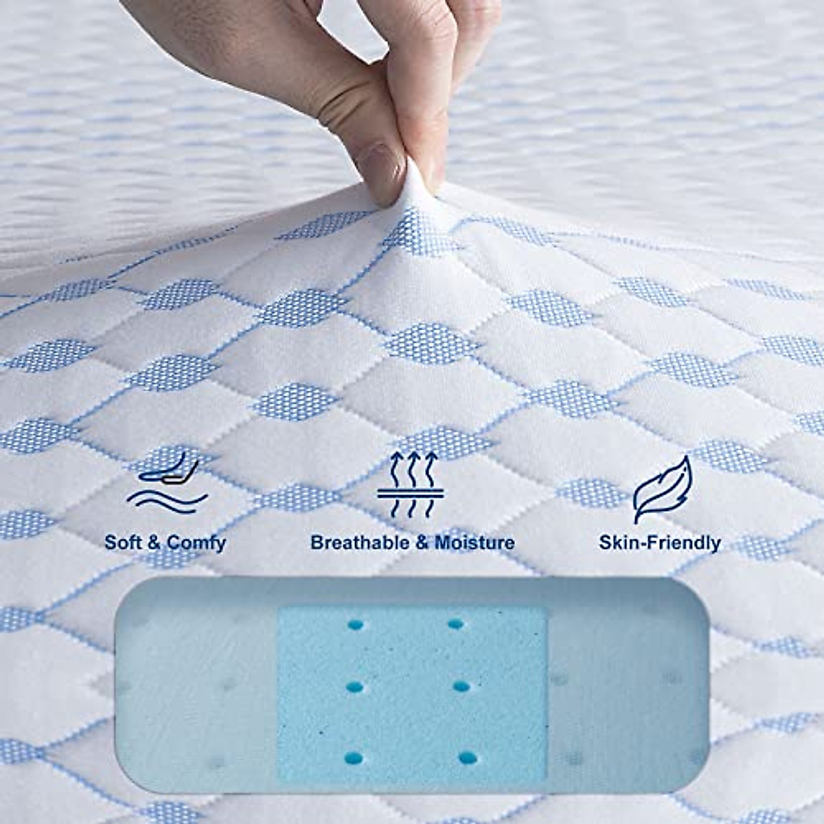 Maxzzz 3 Inch Mattress Topper Full Size Memory Foam Gel Infused Toppers, High Density Firm Mattress Pad with Removable Soft Cover, Certipur-Us & Oeko-Tex Certified