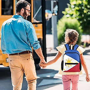 Hwasondy Philippines Flag School Bookbag, Durable Cute Multi Compartment Preschool Primary Backpack for Boys Girls