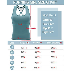 RUNNING GIRL Workout Tops for Women,Strappy Back Blue Tank Top with Built in Bras Basic Yoga Crop Tops Fitted(BX2356 Blue.CN:M,US:S)