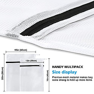 Set of 3 Durable Mesh Laundry Bags for Delicates,Have Hanger Loops(1Large 16 x 20 inches, 2Medium 12 x 16 inches)