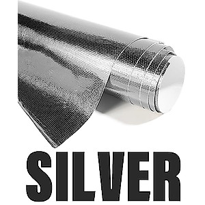 YAKEFLY 12“x24” Aluminized Heat Shield Mat,Aluminized Heat Shield Adhesive Backed Heat Barrier Insulation Wrap,Adhesive Backed Aluminized Fiberglass Heat Shielding Mat for Car (Silver)