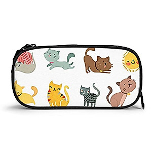 VIRTUALSHELF Cute Cat Pencil Case Large Capacity Zipper Pouch Holder for High Middle Primary Student Aesthetic Teen Girl Boy Office Men Women Adults Portable One Size