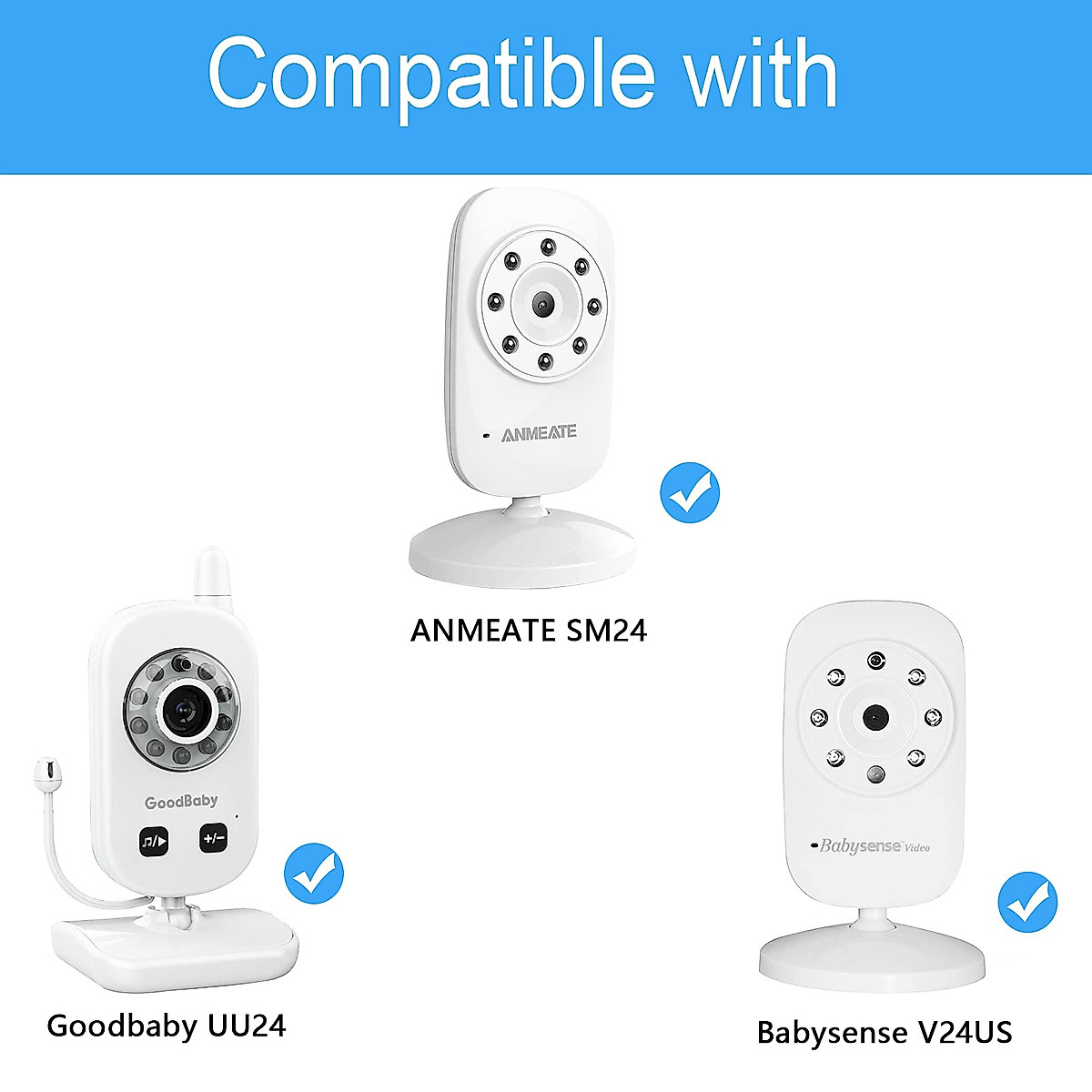 Koroao Flexible Twist Mount for ANMEATE SM24 /Babysense V24US /GoodBaby UU24 Video Baby Monitor Without Tools or Wall Damage