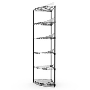 NSF 6-Tier Metal Corner Shelf Wire Shelving Unit - 420 lbs Capacity, Adjustable, with leveling feet & Waterproof Shelf Liners - Ideal for Garage, Kitchen, and More - 72" H x 18" L x 18" D - Black