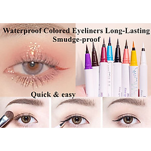 ICATHUNY Liquid Eyeliner Durable Long-lasting Colored Eyeliner,Highly Pigmented, No Smudging,Waterproof High-pigmented Colorful Eyeliners for Eye Makeup for Women and Girl (White)