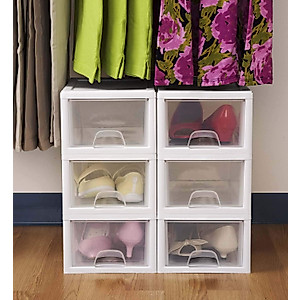 Sterilite 20518006 6 Quart/5.7 Liter Stacking Drawer, White Frame with Clear Drawer,(pack of 6)