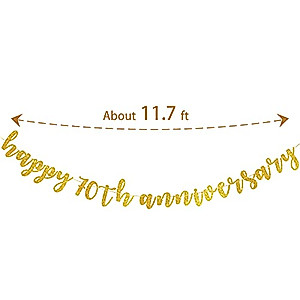 Dalaber Happy 70th Anniversary Banner, 70th Wedding / Anniversary Party Decorations, Happy Anniversary Theme Party Sign Anniversary Banner - Gold