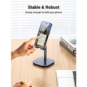 UGREEN Cell Phone Stand for Desk Adjustable Phone Holder Cradle Office Desk Accessories Weighted Base Compatible with iPhone 14 Pro Plus 13 12 Pro Max 11 SE XS XR Samsung Galaxy S23 Black