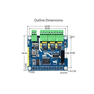2-Channel RS485 and 1-Channel CAN Expansion Board Isolated RS485 CAN HAT (B) for Raspberry Pi 4B/3B+/3B/2B/B+/A+/Zero W/Zero WH,Multiple Protection Circuits,SPI Communication