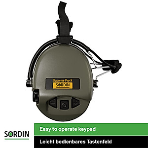 Sordin Supreme Pro-X Ear Defenders for Hunting & Shooting - Active & Electronic - Neckband Band & Foam Kits - Green Ear Muffs