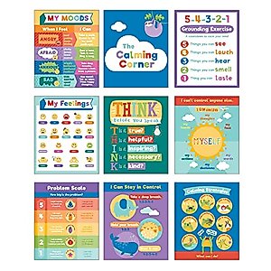Carson Dellosa Calming Strategies Bulletin Board Set—Calming Strategies and Mood Charts for Social Emotional Learning, Homeschool or Classroom Decor (7 pc)