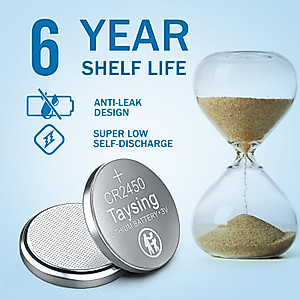 Taysing 50 Pack 3V High Capacity Lithium Button Coin Cell Batteries CR2450 ECR2450 Used in Most Electronic Devices