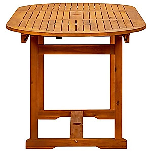 ZQQLVOO Outdoor Solid Acacia Wood Side Table Extending Patio Table Garden Dining Table with an Umbrella Hole for Small Porch Balcony Backyard (47.2"-66.9") x 31.5" x 29.5"