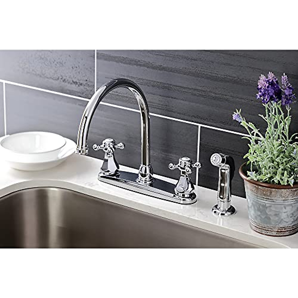 Kingston Brass KB4721BXSP Metropolitan 8" Centerset Kitchen Faucet, Polished Chrome
