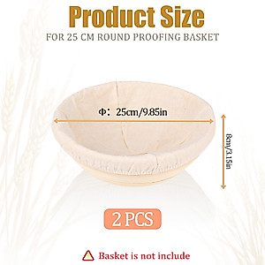 2 Pcs Bread Proofing Basket Cloth Liner Baking Dough Basket Cover Natural Rattan Banneton Proofing Cloth for Bakery Home Baking, about 10 inch