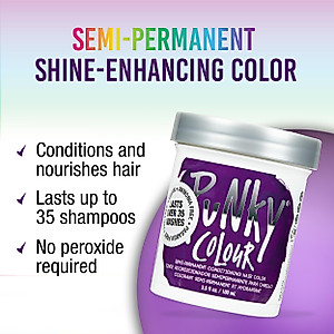 Punky Purple Semi Permanent Conditioning Hair Color, lasts up to 35 washes, 3.5 Fluid Ounce