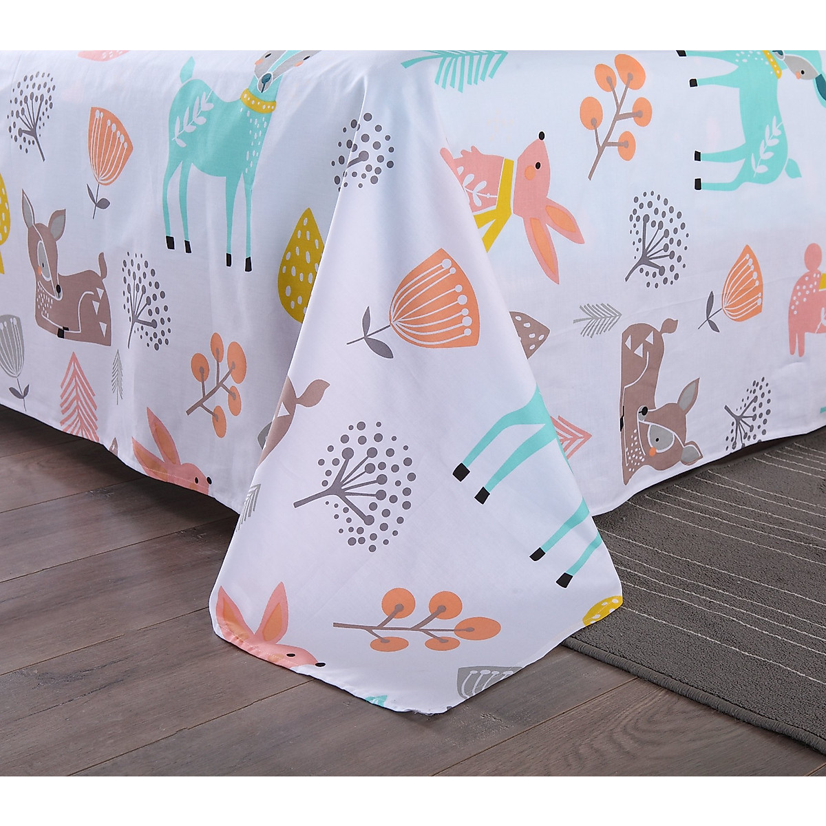 Queen Linens 100% Cotton Sheets Kids Twin Sheets for Kids Girls Boys Teens Deer (Full)