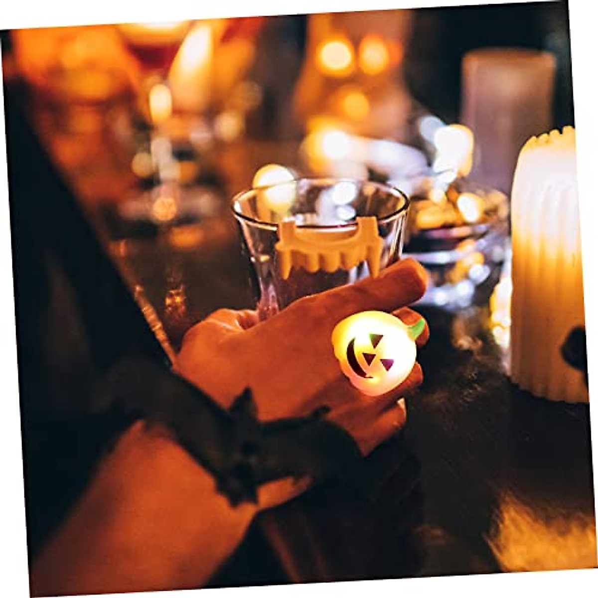 Hohopeti 50 pcs Light Kids Toy Fillers Party Flashing Goodies Treats Favors Pumpkin Dark LED Ghost Toys Goodie Glowing for in Random Halloween and Rings Supplies The Glow Spider Prizes