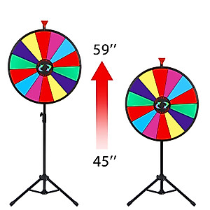 HomGarden 24" Color Prize Wheel w/Adjustable Stand 14 Slots Tabletop Editable Classic Spinning Win Prize Wheel Fortune Carnival Spin Game Casino Equipment