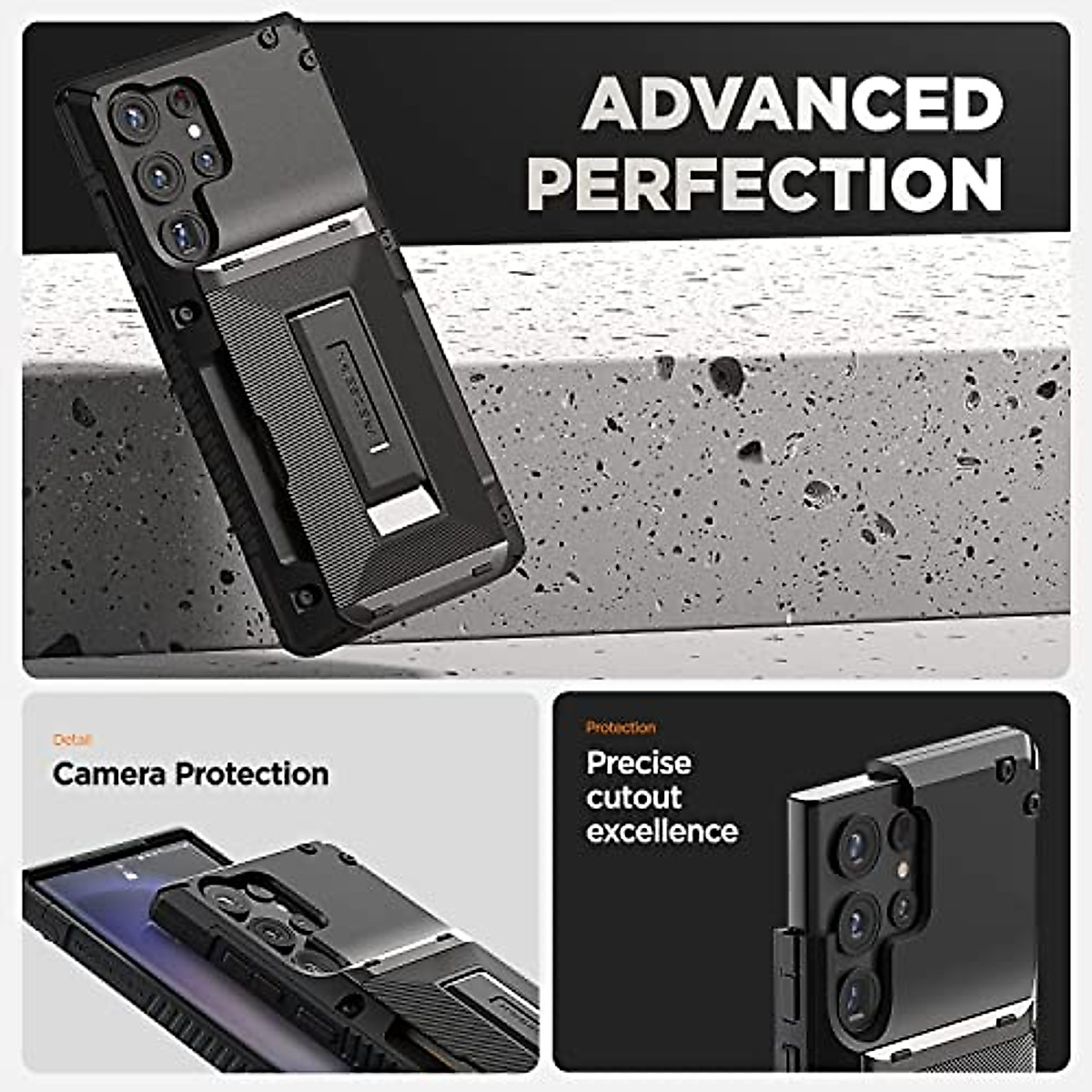VRS DESIGN Damda Glide Hybrid Phone Case for Galaxy S23 Ultra Case, Sturdy Functional Case Compatible with Galaxy S23 Ultra 6.8'' (2023) Groove Black