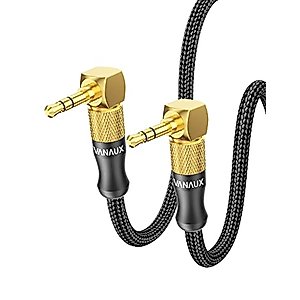 VANAUX 90 Degree Right Angle Aux Cable Male to Male 3.5mm Audio Cable Stereo Aux Cord Compatible with Laptop, Smartphone, Music Player,Tablets,Speakers (3.3feet/1m)
