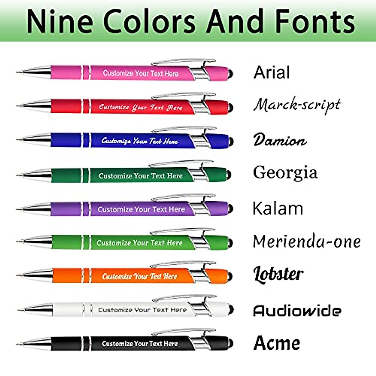 Qingxily Up to 300 Pcs Custom Pens Bulk,Personalized Pens with Free Engraving,Customized Stylus Ballpoint Pens with Your Name,Text,Message for Business,Graduation,Anniversaries-Colorful Pens 300 Packs