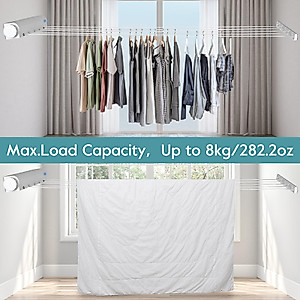 Estink Retractable Clothesline Kit, Plastic Modern Telescopic Retractable Clothesline Clothes Drying Rope Hanger for Indoor Outdoor Home Bathroom Laundry Drying Balcony Supplies (Five