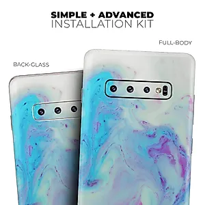 DesignSkinz Marbleized Pink and Blue Paradise V371 Protective Vinyl Decal Wrap Skin Cover Compatible with The Samsung Galaxy S20 (Screen Trim & Back Glass Skin)