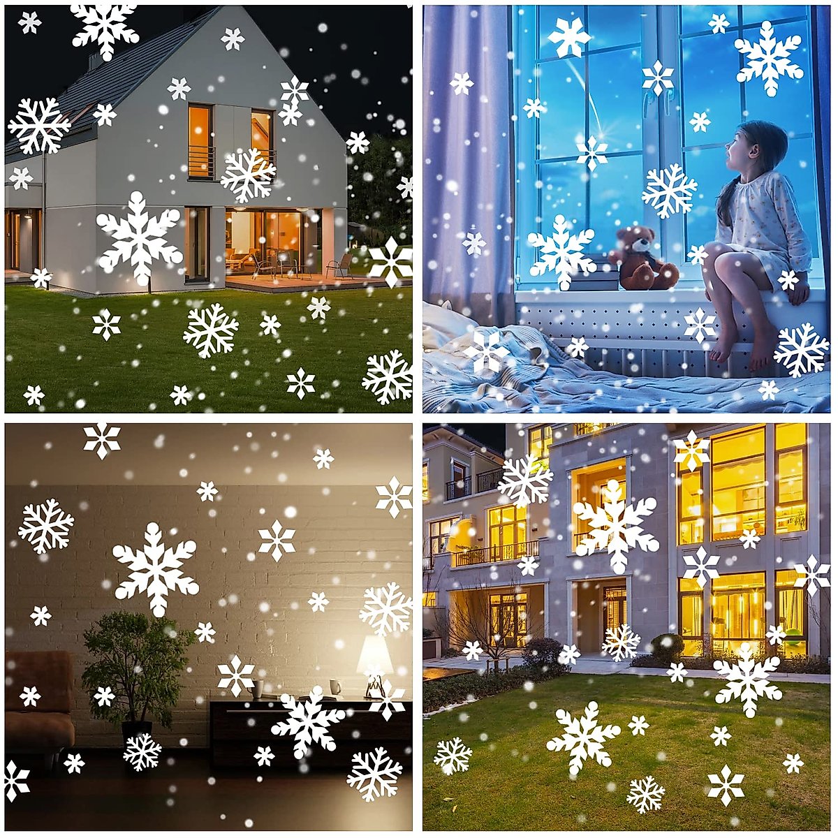 LUOWAN Christmas Snowflake Projector Lights, Waterproof LED Snowfall Spotlight Projector with Remote Control, Upgrade Rotating LED Snowfall Projection Lamp for Halloween Xmas Party Holiday Garden