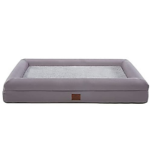 Eterish Orthopedic Dog Bed for Large Dogs (3 inches Thick) Plush 4 Sides Pet Bed L Grey Large (Pack of 1)