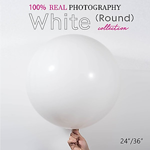 24 inch Large Round White Balloons 10 Pack Thick Big jumbo Latex Balloons Giant oversized Balloon for wedding anniversary Birthday Engagement Party Decorations