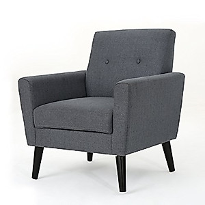 Christopher Knight Home Sienna Mid-Century Modern Fabric Club Chair, Dark Grey