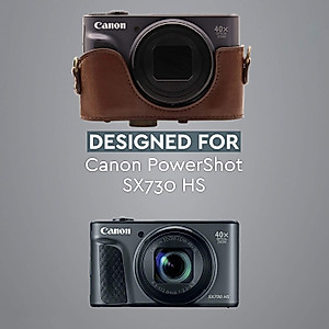 MegaGear MG1174 Canon PowerShot SX740 HS, SX730 HS Ever Ready Leather Camera Case with Strap - Dark Brown