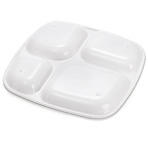 Dicunoy 8 PCS Divided Meal Tray, 10 Inch Melamine Dinner Plates for Adults, Sectional 4 Compartments Portion Control Plate Reusable Serving Platter for Salad, Noodles, Kids, Camping, Picnics