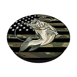 Fishing Camouflage US American Flag Bass Fish Fisherman Camo PopSockets PopGrip: Swappable Grip for Phones & Tablets