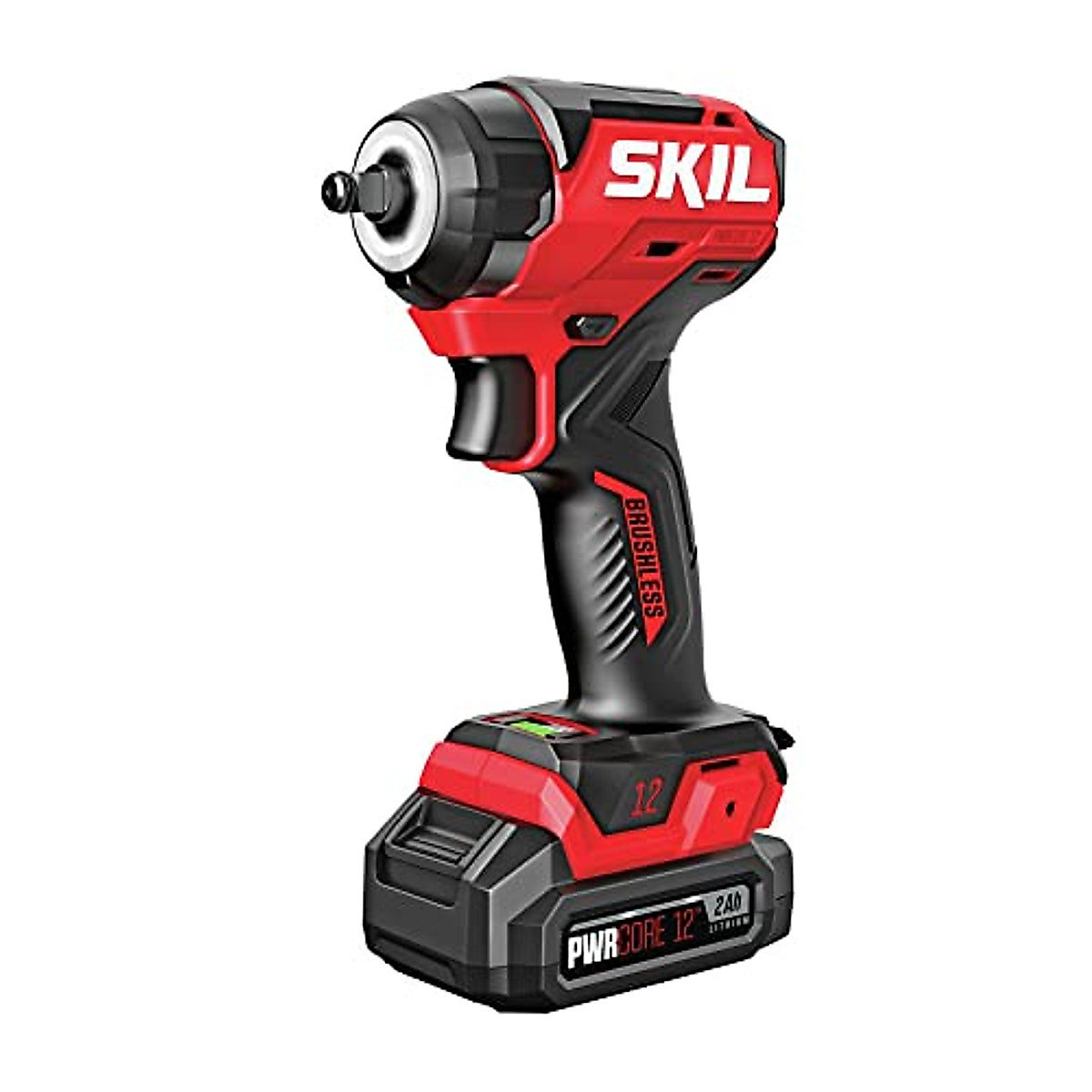 SKIL PWR CORE 12 Brushless 12V 3/8 In. Compact Impact Wrench Kit with 3-Speed & Halo Light Includes 2.0Ah Lithium Battery and PWR JUMP Charger - IW6744A-10