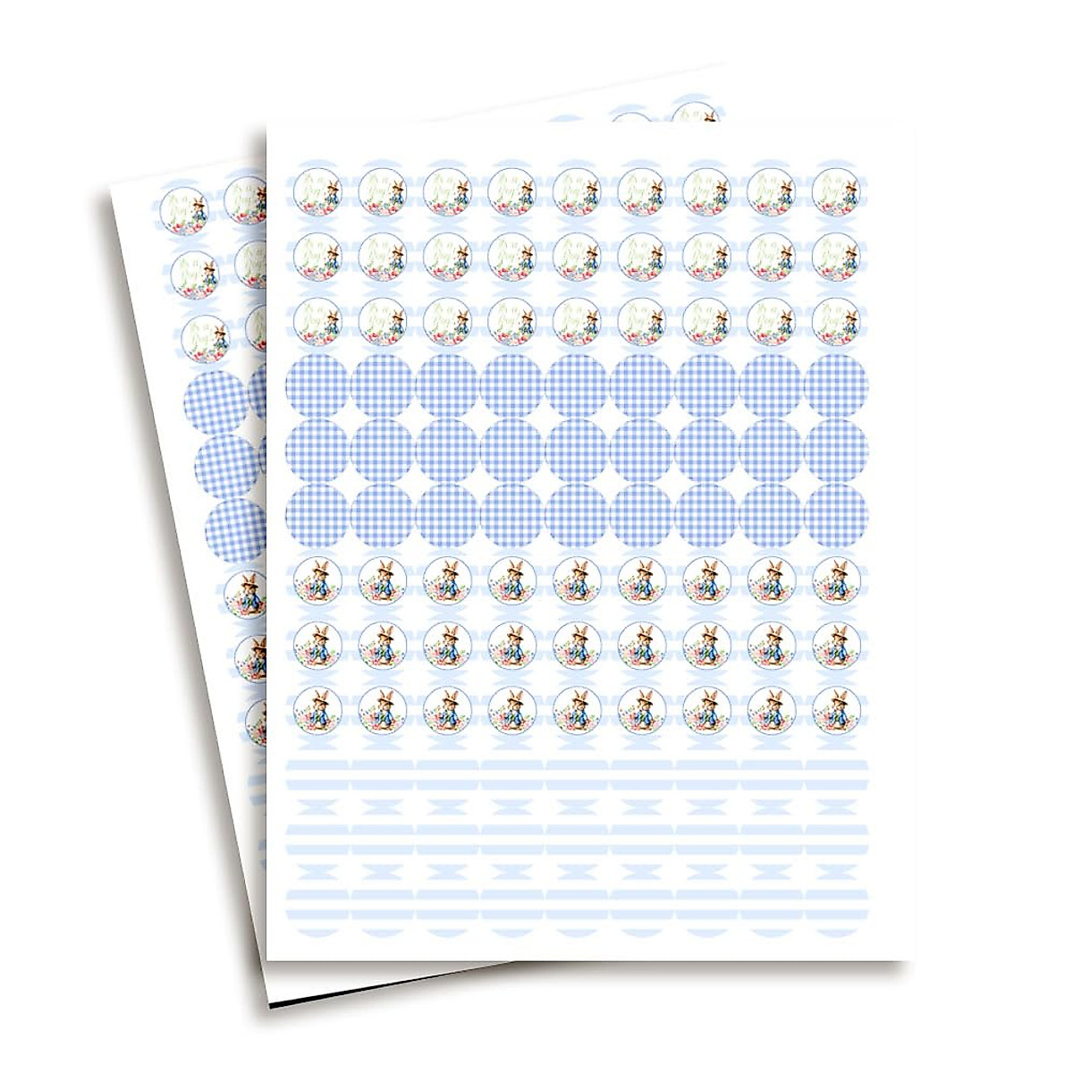 Little Rabbit Boy Baby Shower Kiss Sticker Labels, 300 Party Circle Stickers Sized 0.75 inches for Chocolate Drop Kisses by Amanda Creation, Great Labels, Treats, Envelope Seals & Goodie Bags