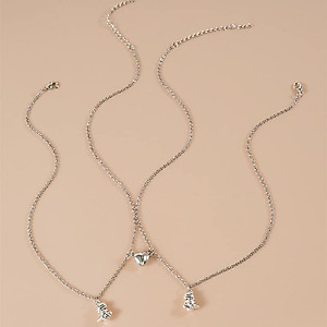 COLORFUL BLING Mutual Attraction Love Heart Necklace Friendship Dinosaur Mushroom Pendant Matching Necklace for Couples Best Friends Friendship Pinky Promise Long Distance Jewelry-Cute