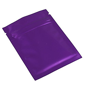 100 PCS Smooth Purple Dual-Sided Foil Mylar Resealable Top Pouches Exterior Size 7.5x10cm (3x4")