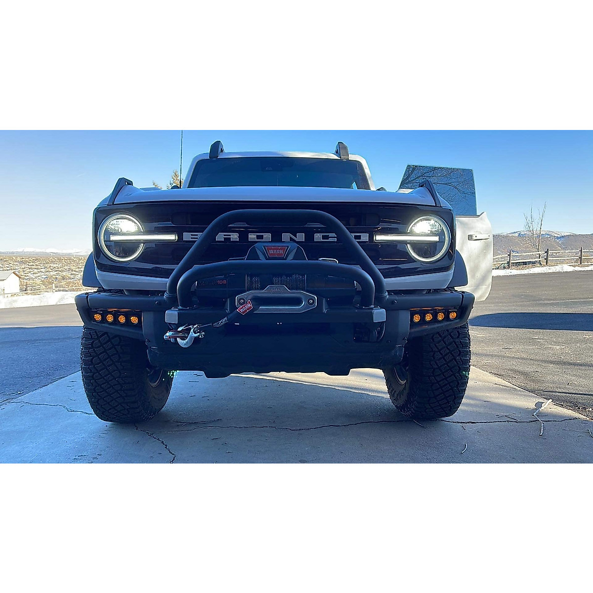 M&R Automotive LED Lights with Mounts and Hardware,Ultra-Bright 2021+ FORD BRONCO LED M&R MODULAR BUMPER FOG LIGHT KIT,Easy Install LED Light in 16000 LumenWhite and dual function AMBER DRL,BroncoTOP