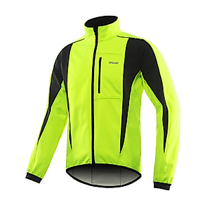 ARSUXEO Winter Warm UP Thermal Softshell Cycling Jacket Windproof Waterproof Bicycle Mountain Bike Clothes 15-K Green Size Medium