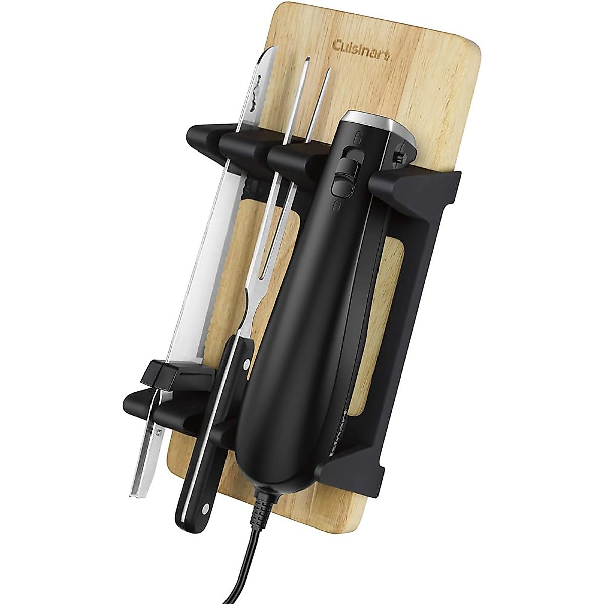 Cuisinart CEK-41 AC Electric Knife with Bamboo Cutting Board Bundle Classic Nonstick Edge 6" Chef's Knife and Deco Gear Food Grade Kitchen Safety Cut Resistant Stretch Fit Gloves