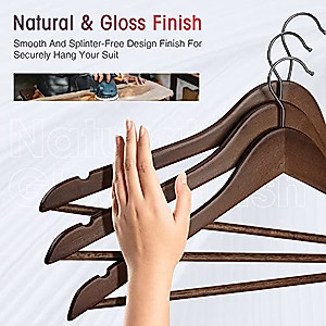 JDGOU Wooden Hangers 20 Pack Clothes Hangers Wood Hangers Walnut Smooth Finish Coat Hanger for Closet Heavy Duty Hangers for Clothes Dress Suit