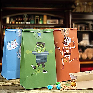 KIMOBER 36pcs Halloween Paper Gift Candy Bags,Trick or Treat Goodie Bags With Sticker For Halloween Party Favor Supplies