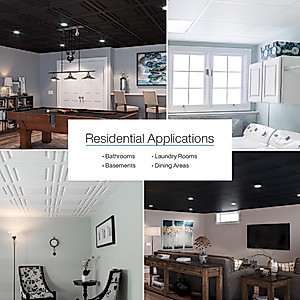 Genesis 2ft x 2ft White Antique Ceiling Tiles - Easy Drop-in Installation – Waterproof, Washable and Fire-Rated - High-Grade PVC to Prevent Breakage - Package of 12 Tiles