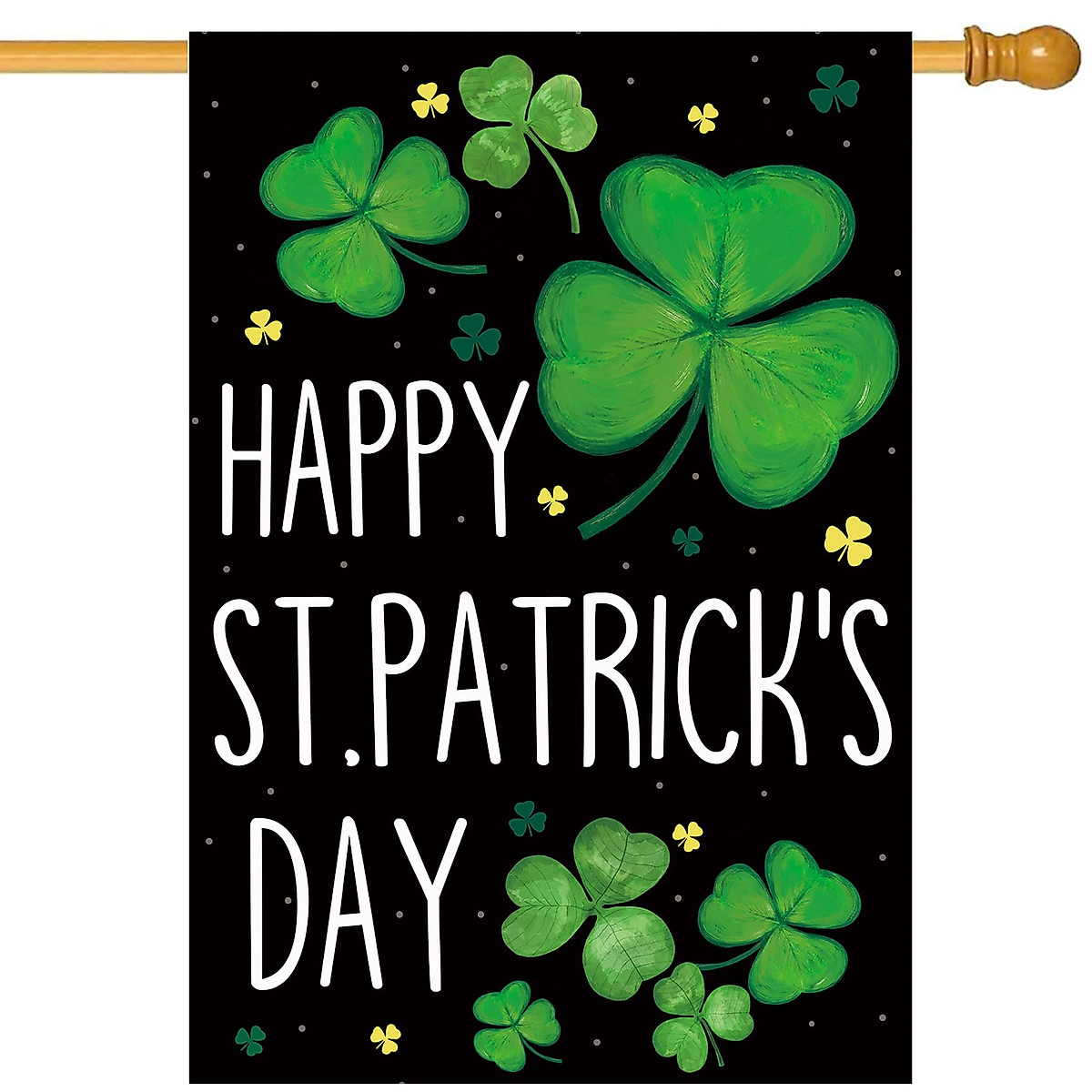 Morigins Happy St Patrick's Day Lucky Shamrocks Clover Double Sided Spring 17 March Yard Outdoor House Flag 28x40 Inch