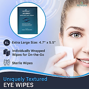 NOVEHA 60Pcs Allergy Relief Eyelid Wipes | Pre-moistened Hypoallergenic Eye Cleansing Pads, Reduce Itchiness, Redness & Discomfort Caused By Allergy, Clean, Soothe & Remove Debris (1 Pack)