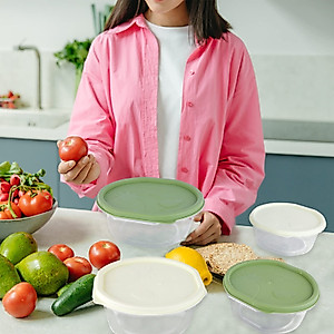 DIBALIYI Multi Size Food Storage Containers with Lids, Plastic Mixing Bowls, Kitchen Bowls Food Storage, Microwave Safe Stackable Lunch Containers, Clear Bowls Set Airtight