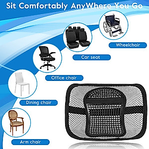 YINSHENG Mesh Back Lumbar Support, Mesh Back Support Seat Cushion Air Flow Chair Back Support with Elastic Strap Back Rest for Home Office Chair Car Seat Back Pain Relief