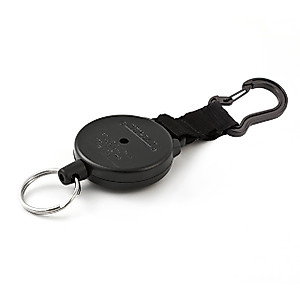 KEY-BAK SECURIT HD Retractable Keychain, 48" Retractable Cord, 8 oz. Retraction, Durable Polycarbonate Case, Zinc Alloy Carabiner, Split Ring, Black